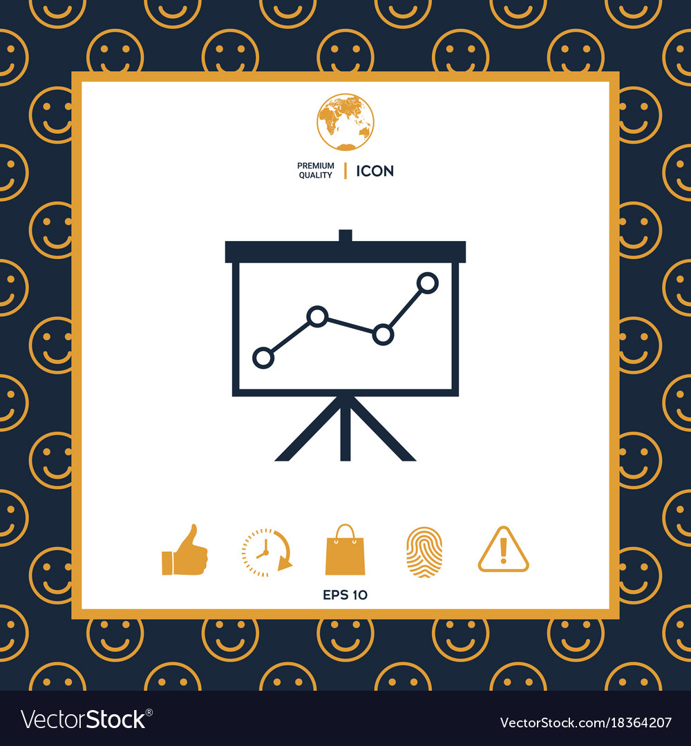 Flip-chart projection screen with a graph Vector Image