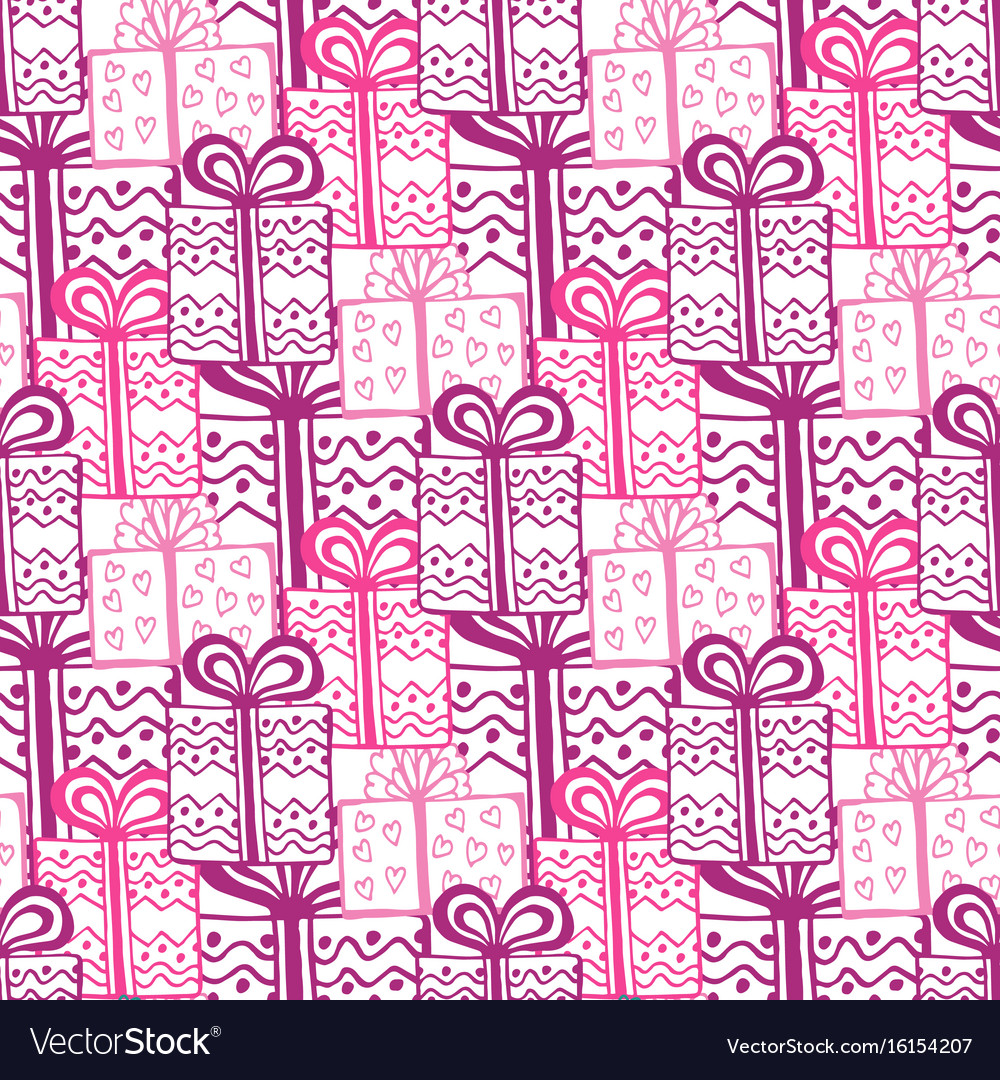 Gift boxes seamless pattern happy Royalty Free Vector Image