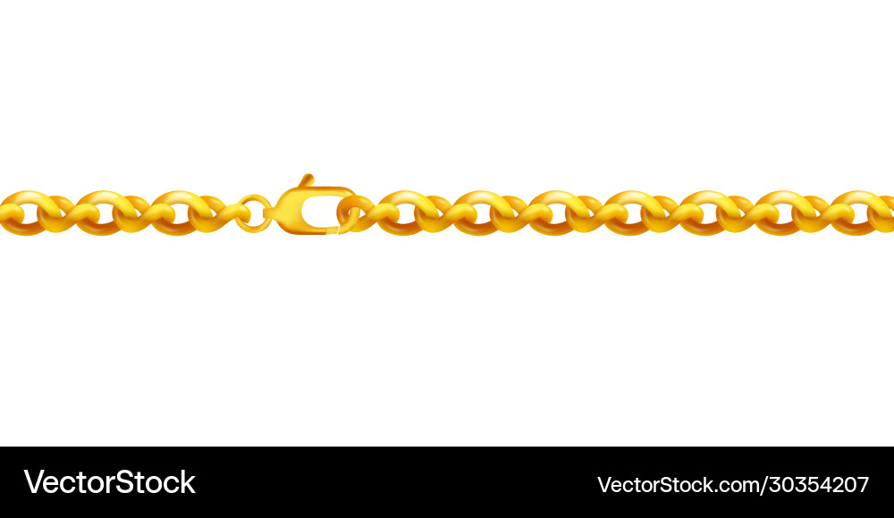 Golden jewelry chain with lock element realistic Vector Image