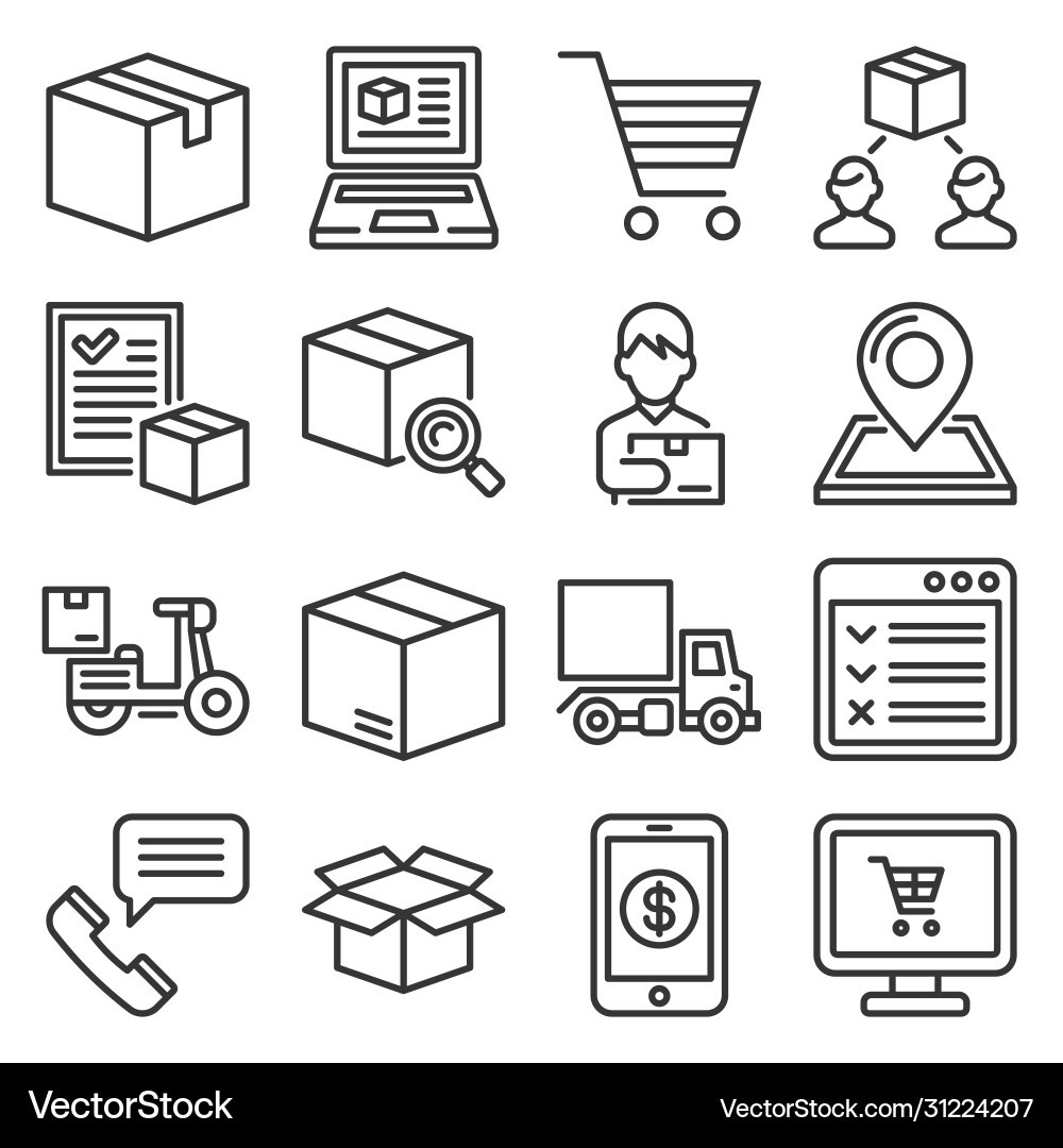 Logistics and order icons set on white background Vector Image