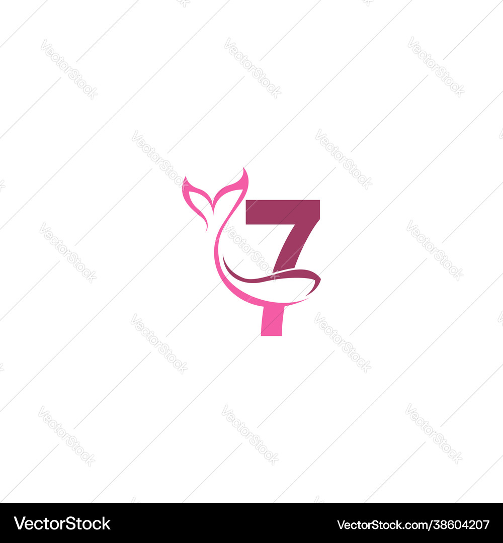 Number 7 with mermaid tail icon logo design Vector Image