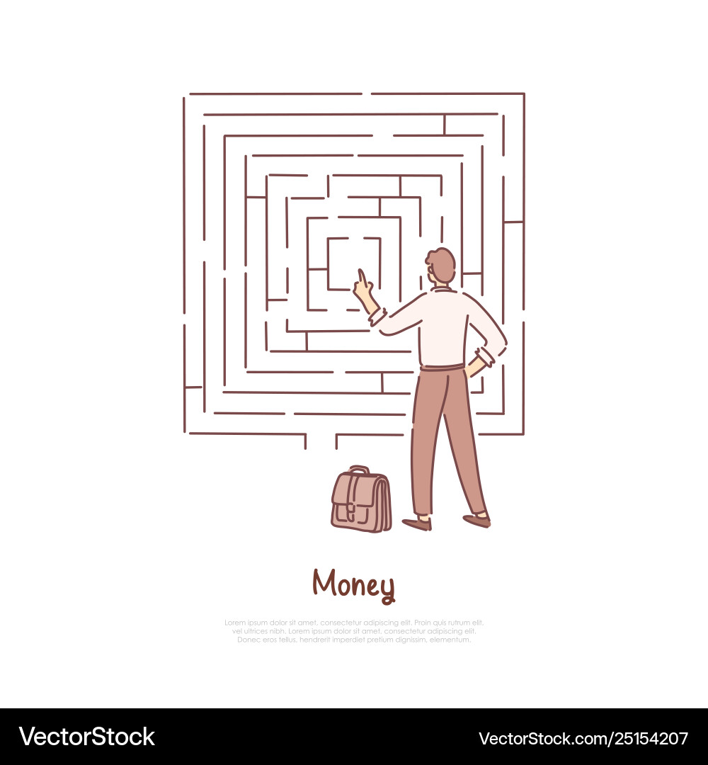 Office worker analysing maze businessman Vector Image