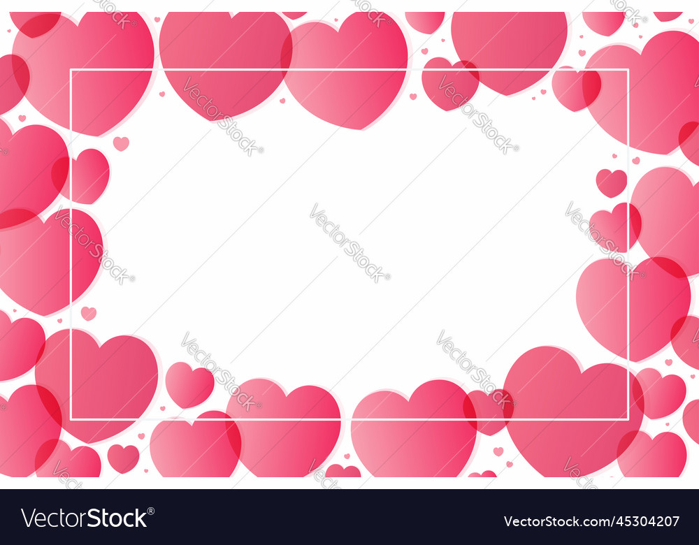Red pink hearts valentines day frame background Vector Image