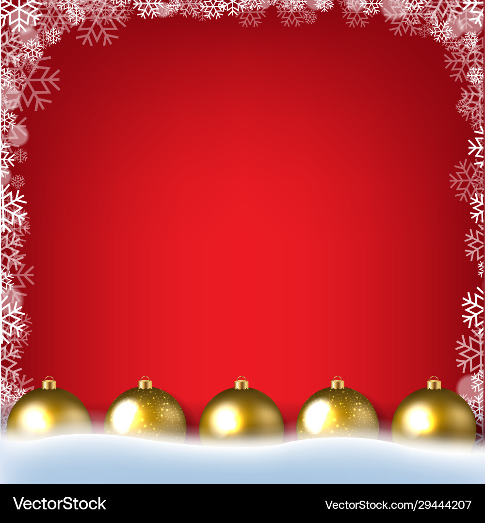 Red poster with winter border golden Royalty Free Vector