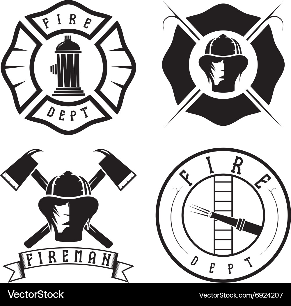 Set of fire department emblems and badges Vector Image