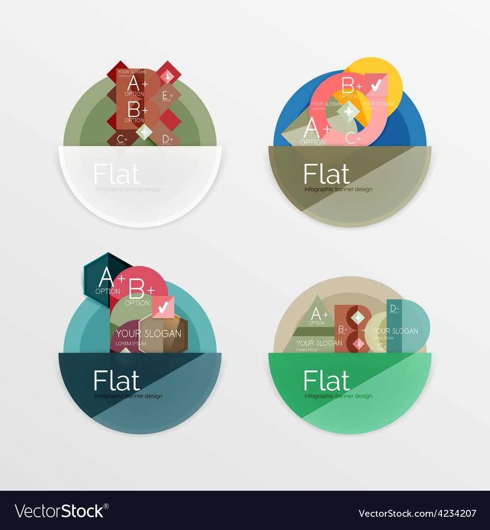 Set of flat design circle infographic icons Vector Image