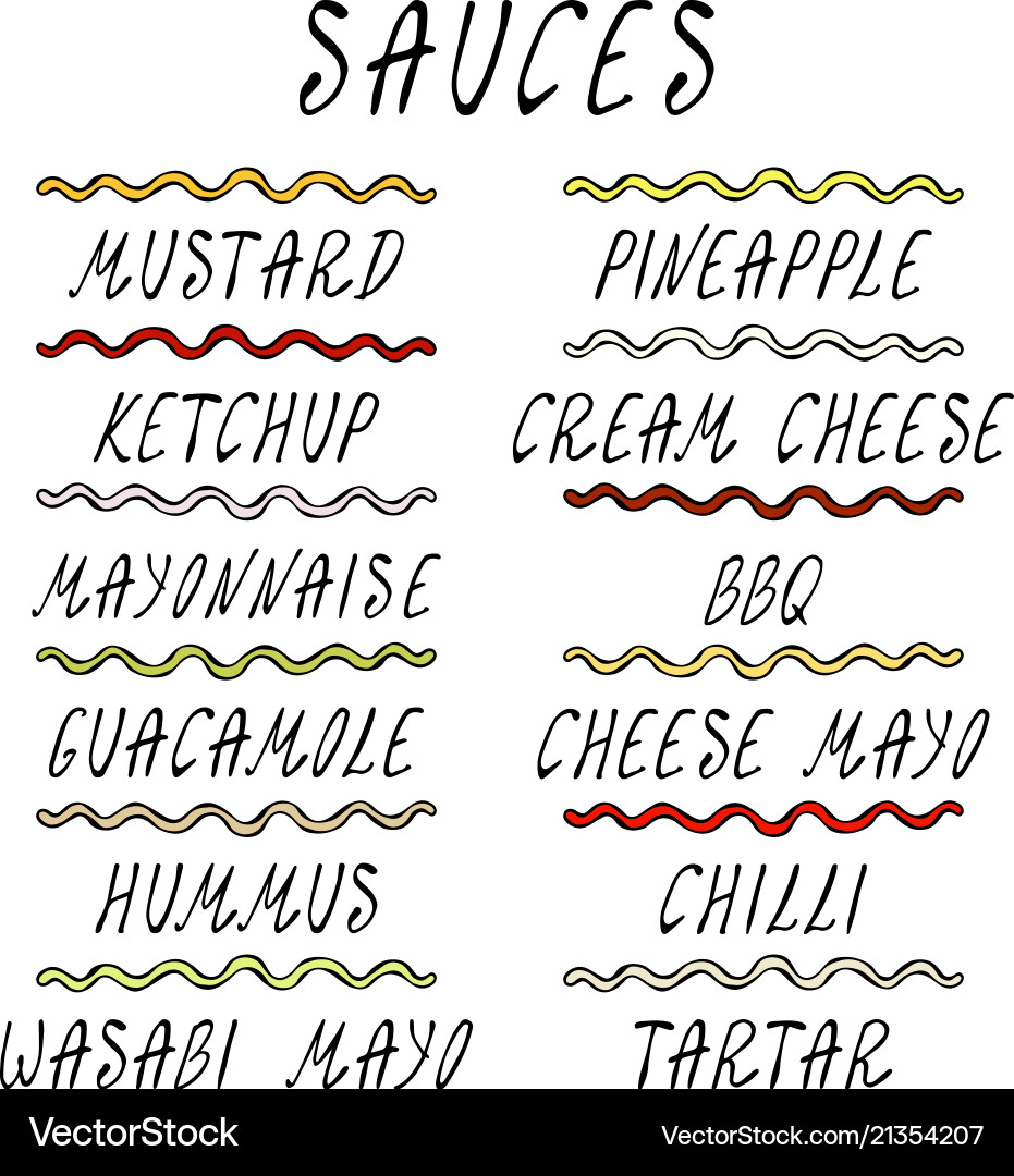 Set strips of different sauces fast food Vector Image