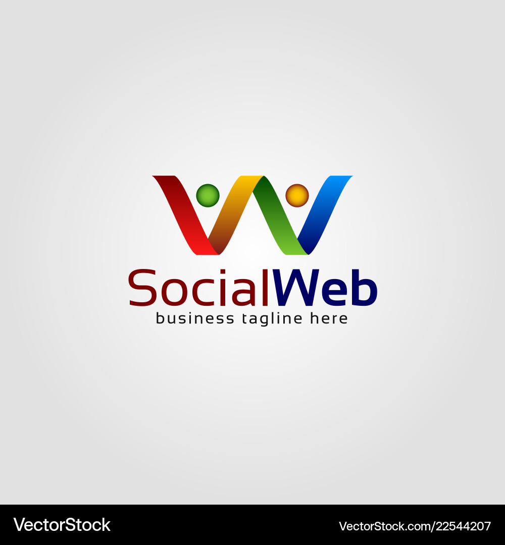 Social web is a letter w logo that makes up two Vector Image