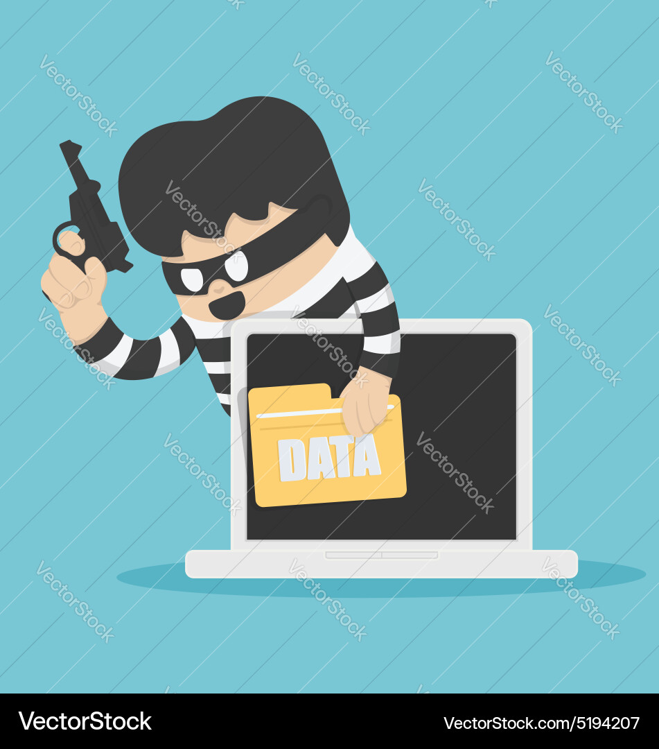 Thieves stole computer data Royalty Free Vector Image
