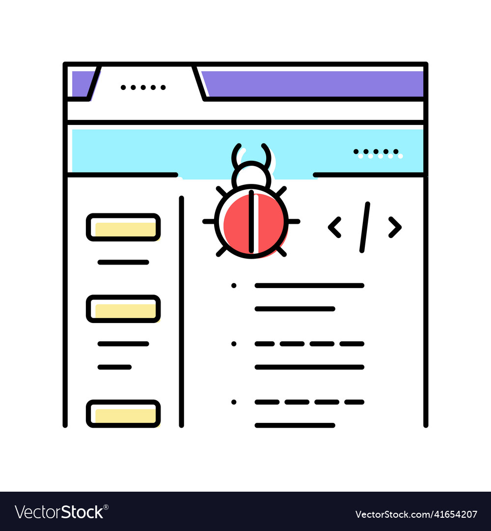 Virus coding development color icon Royalty Free Vector