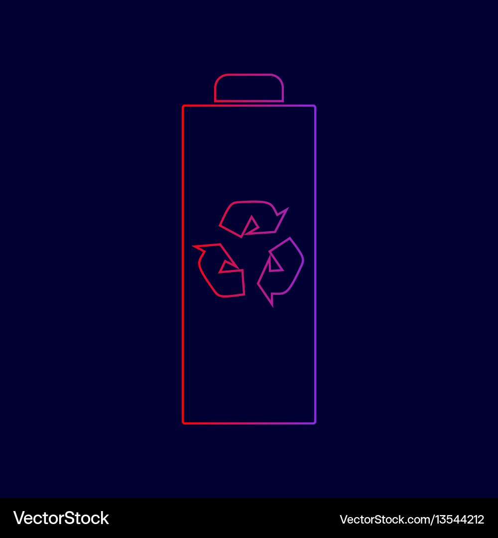 Battery recycle sign line Royalty Free Vector Image