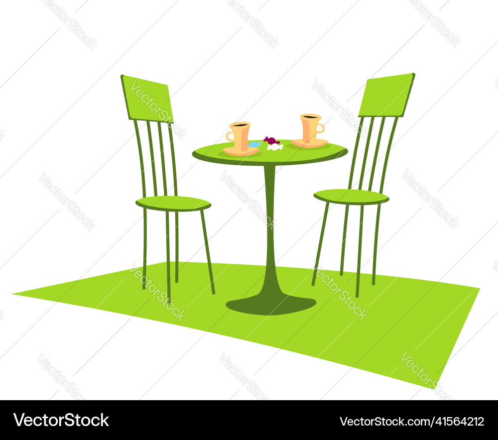 Green interior of a small cafe Royalty Free Vector Image