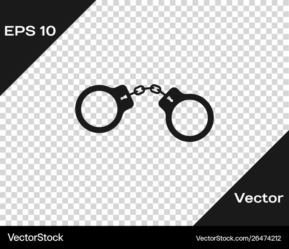 Grey handcuffs icon isolated on transparent Vector Image