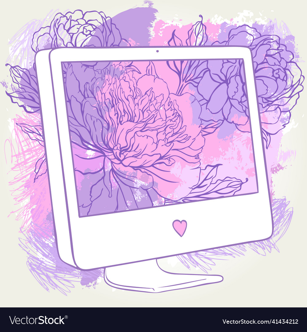 Hand-drawn computer display sketchy doodles Vector Image