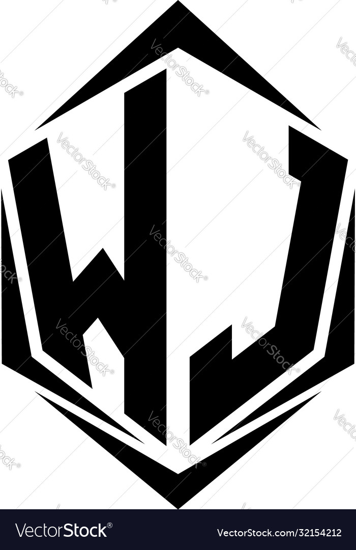 Initial wj logo design with shield style Vector Image