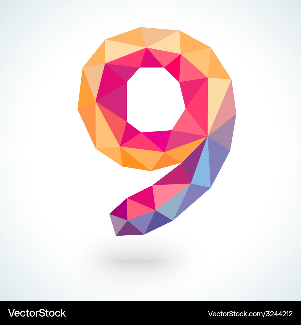 Number nine in modern polygonal crystal style Vector Image