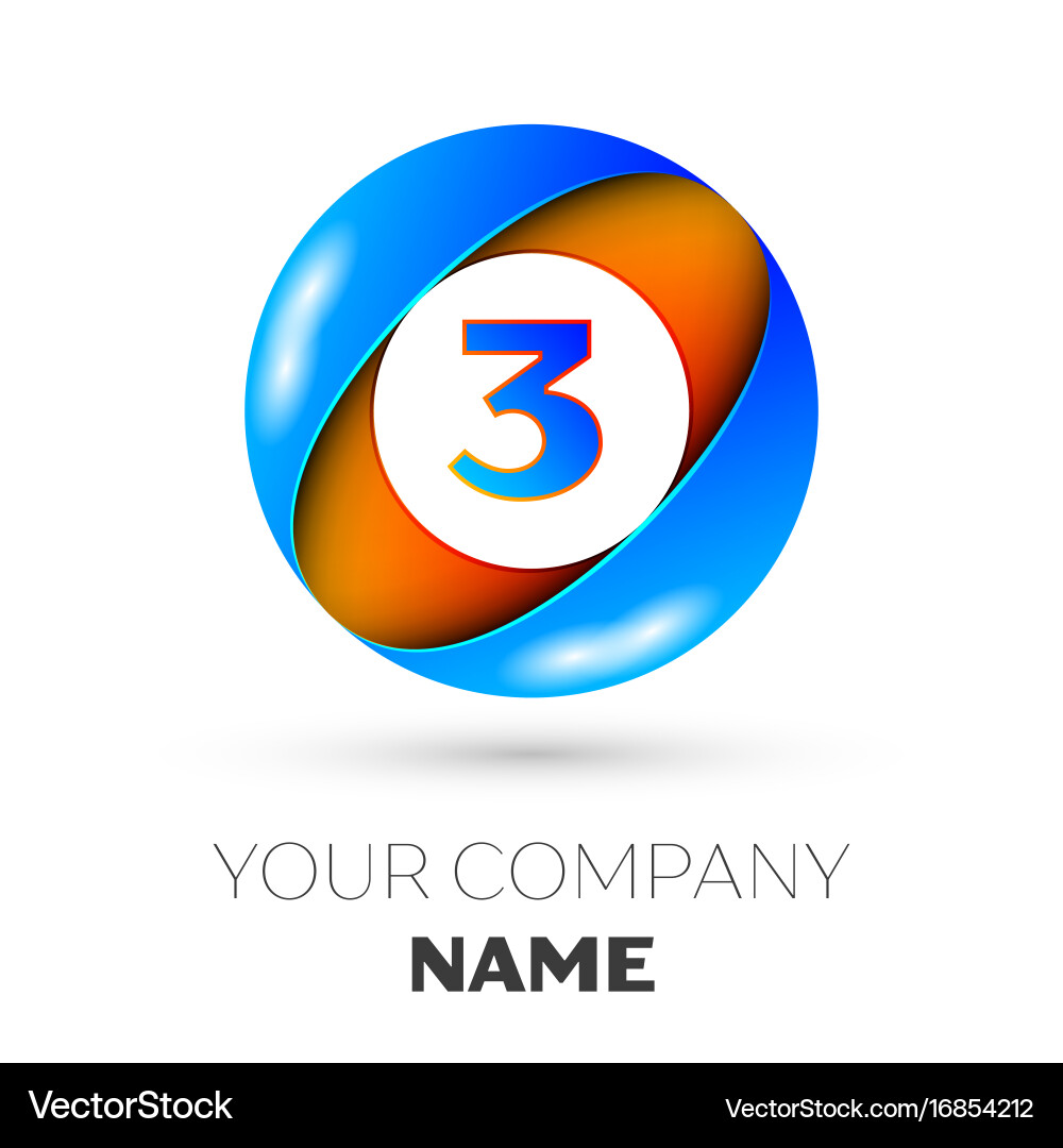 Number three logo symbol in colorful circle Vector Image