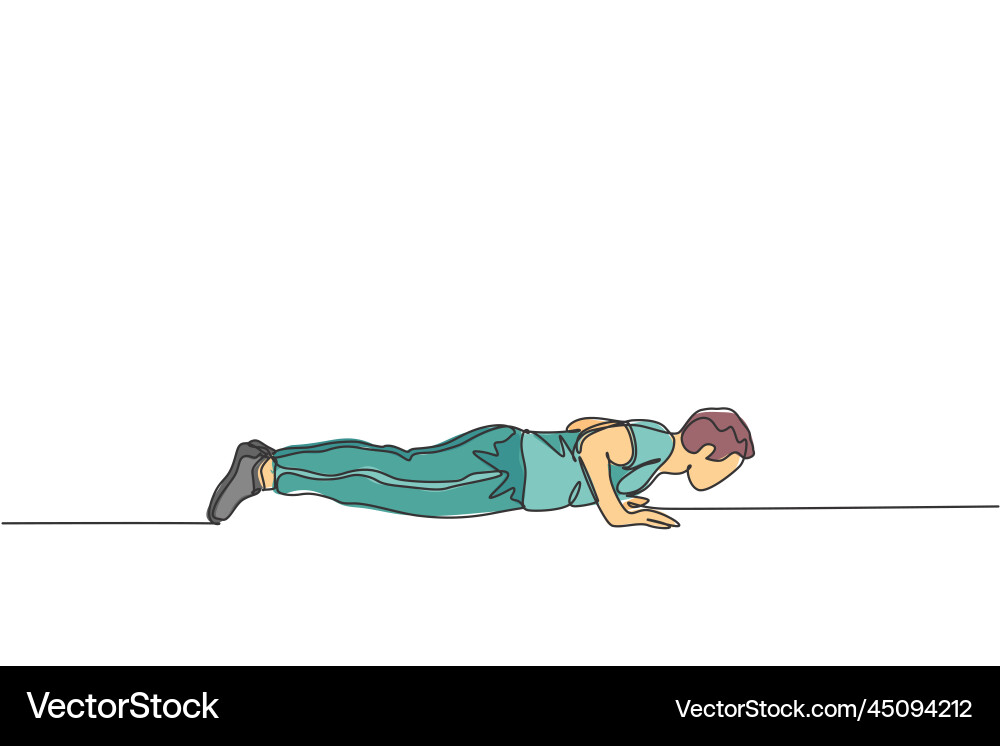 One single line drawing young man working out man Vector Image