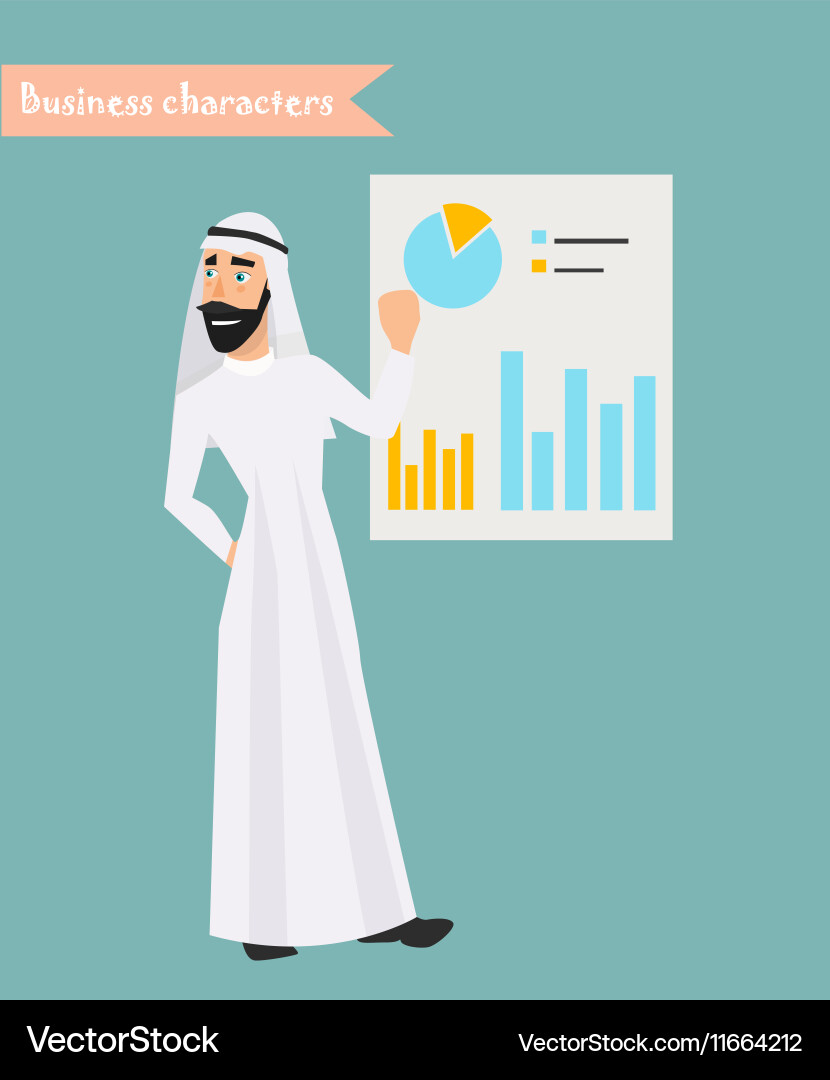 People character arab man business Royalty Free Vector Image