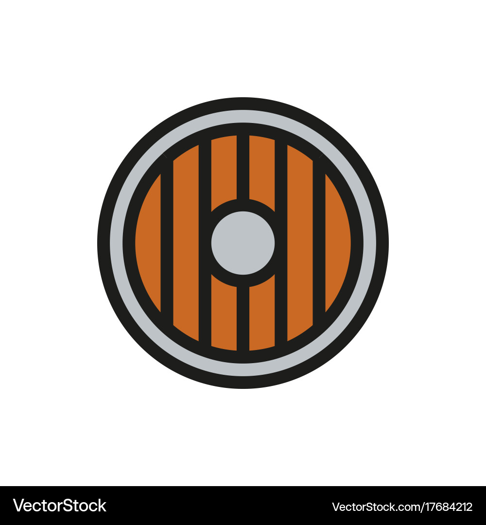 Round wooden shield icon on white background Vector Image