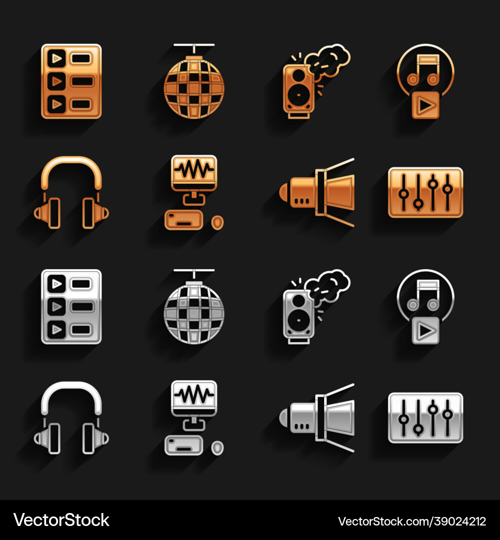 Set music recording studio play square sound Vector Image