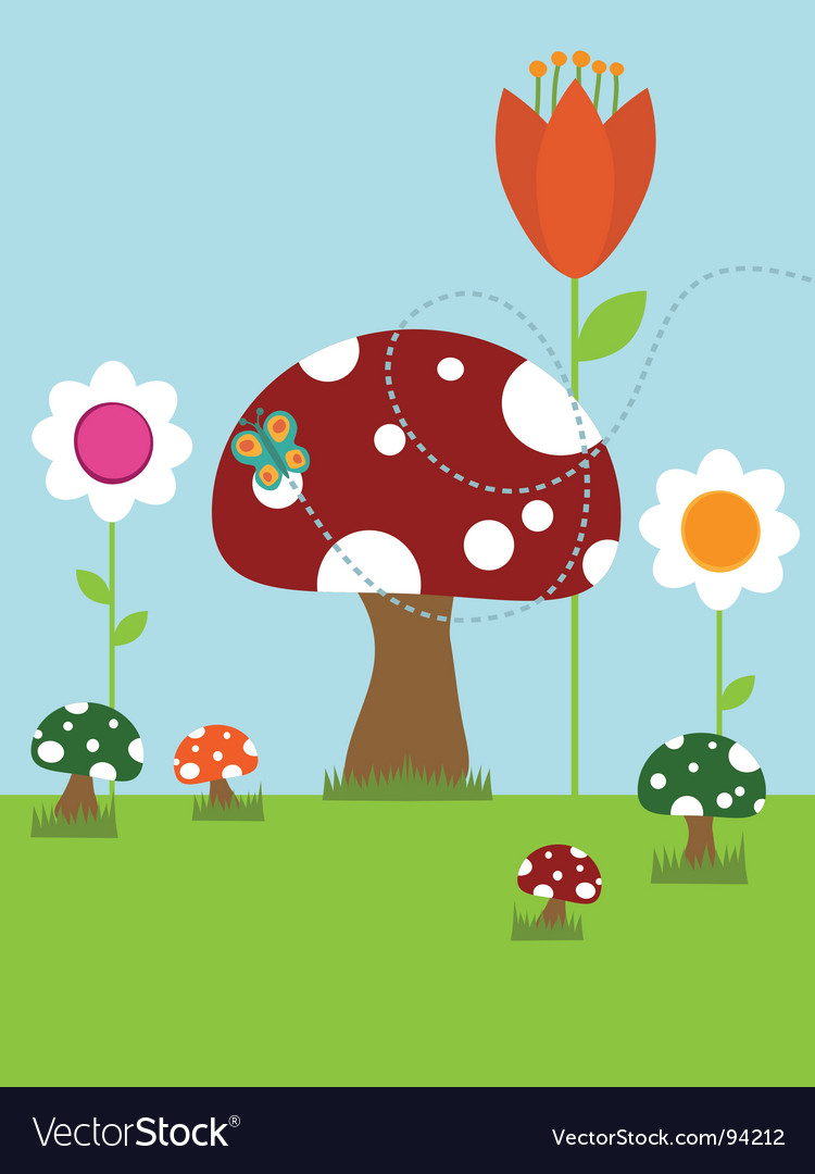 Toadstool landscape Royalty Free Vector Image - VectorStock