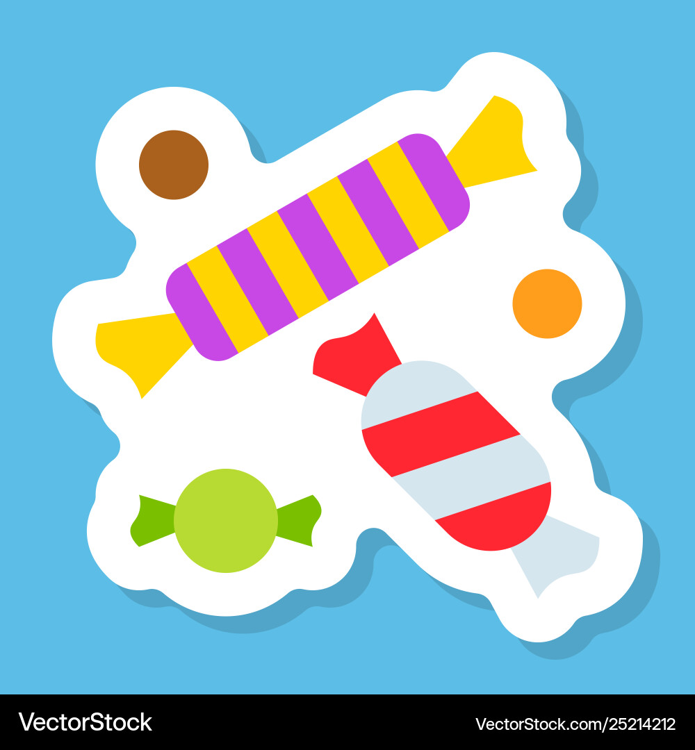 Toffee sticker isolated flat stye icon Royalty Free Vector