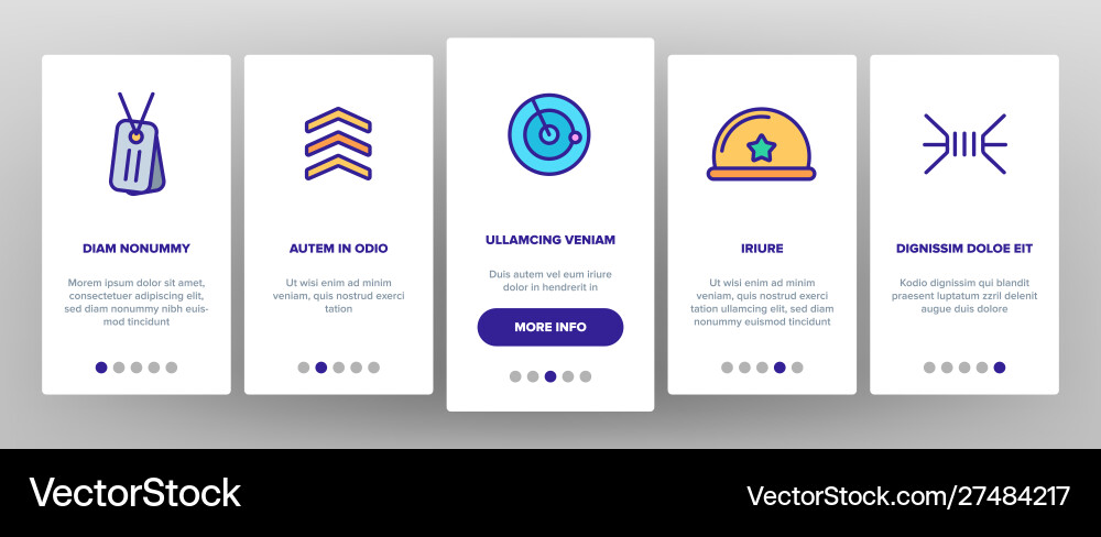 Army military onboarding elements icons set Vector Image