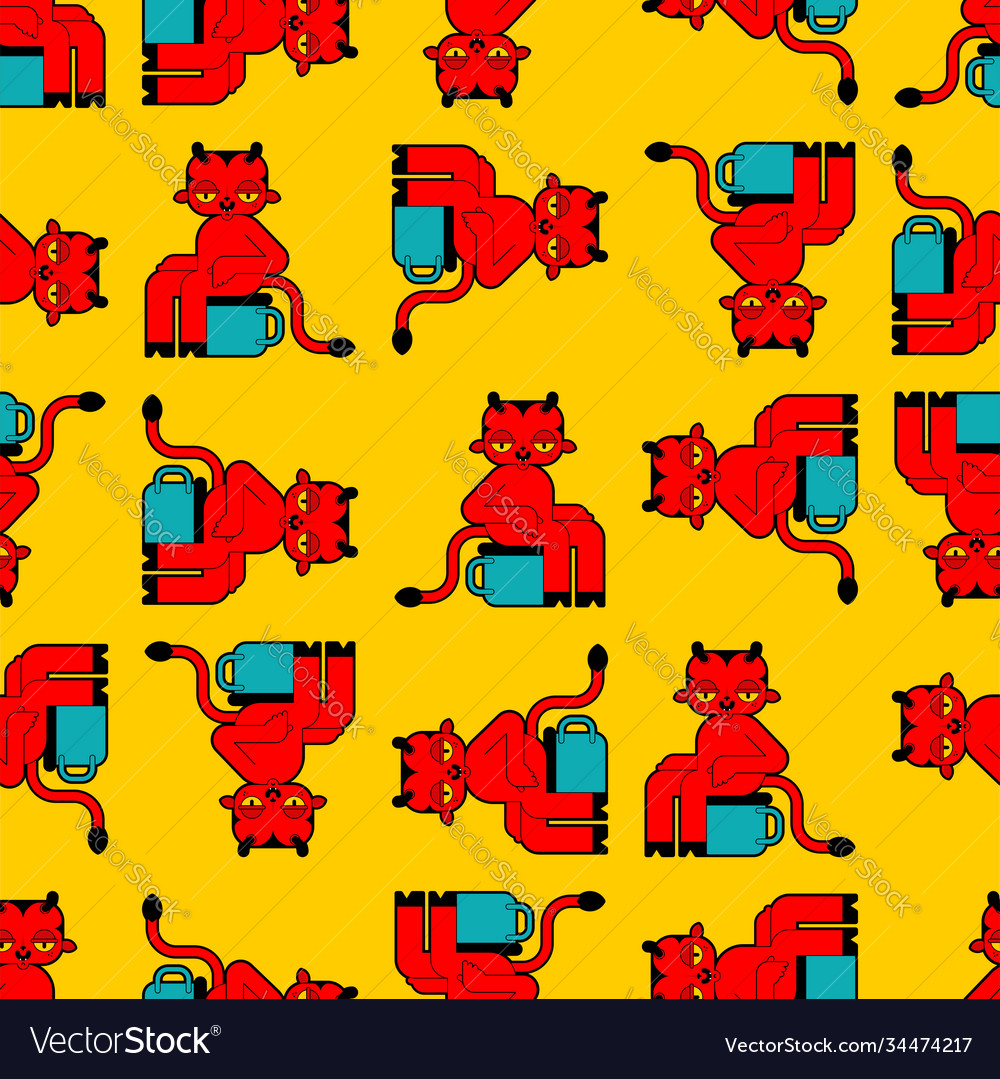 Bademon pattern seamless little red devil Vector Image