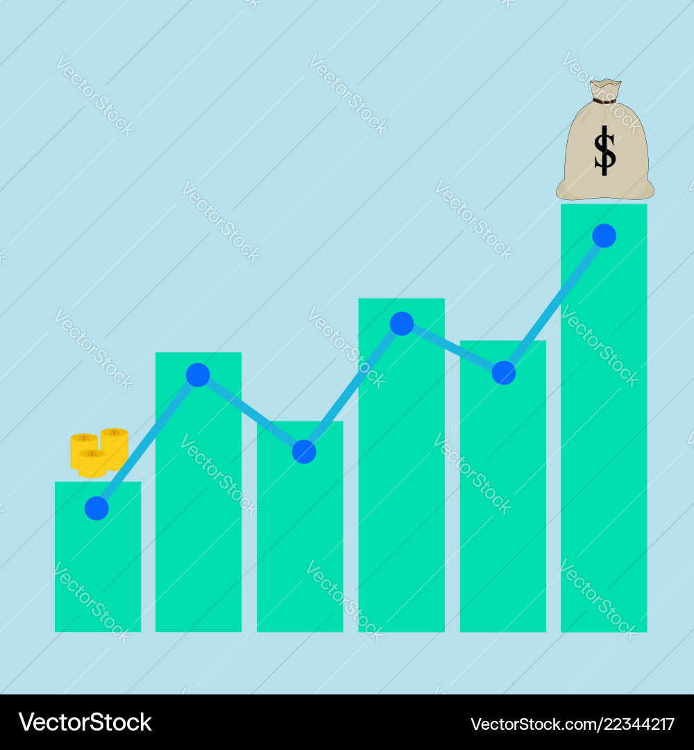 Business growth money graph icon Royalty Free Vector Image
