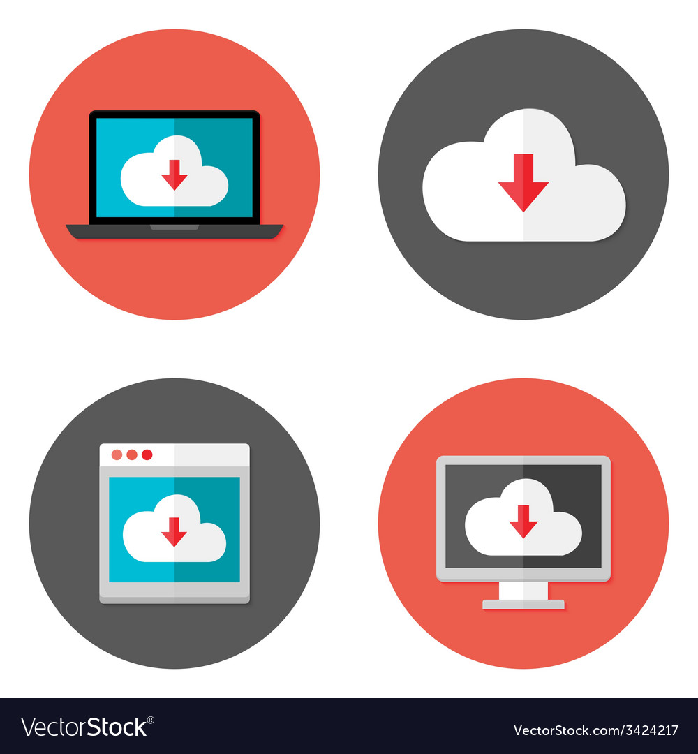 Cloud services flat icons set Royalty Free Vector Image