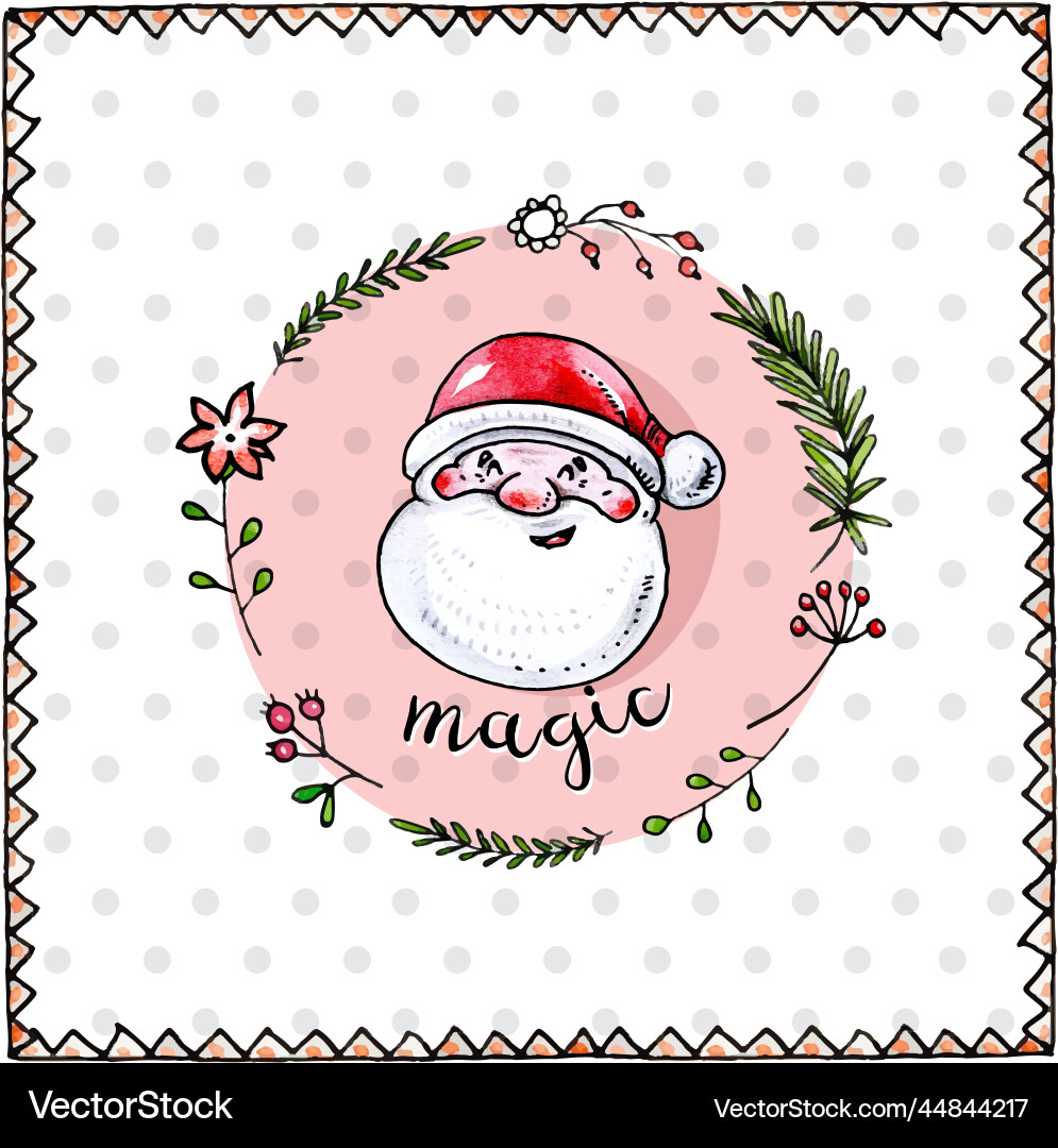Cute santa christmas card Royalty Free Vector Image
