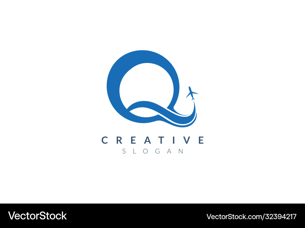 Design combined q and plane shape minimalist Vector Image