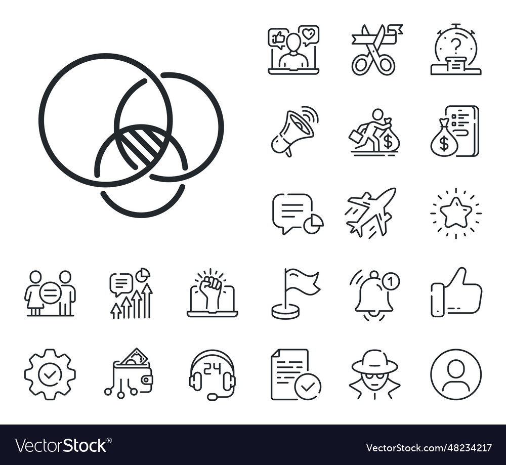 Euler diagram line icon eulerian circles sign Vector Image Euler diagram line icon eulerian circles sign Vector Image