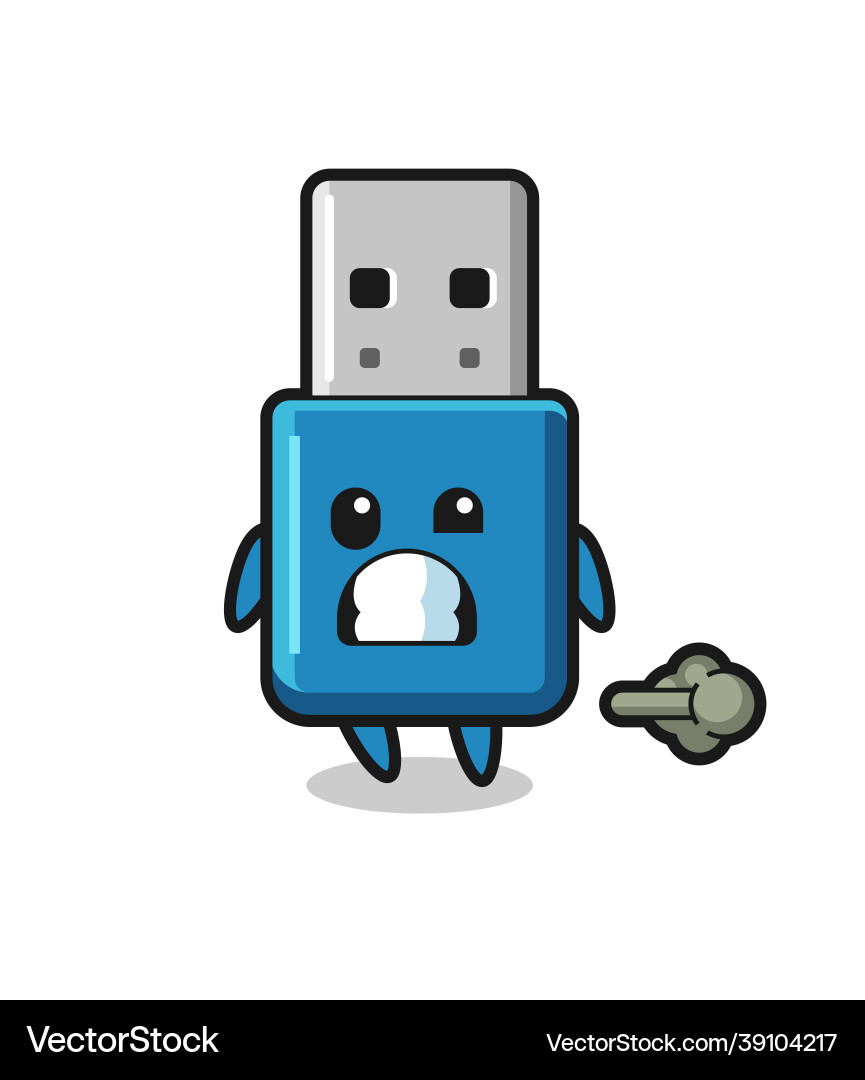 Flash drive usb cartoon doing fart Royalty Free Vector Image