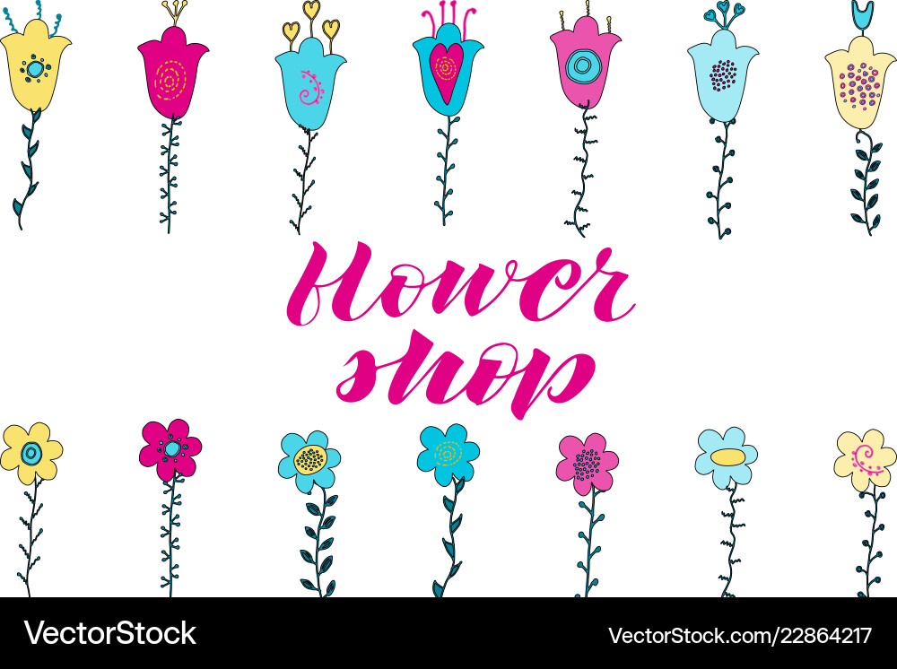 Flower shop hand lettering Royalty Free Vector Image