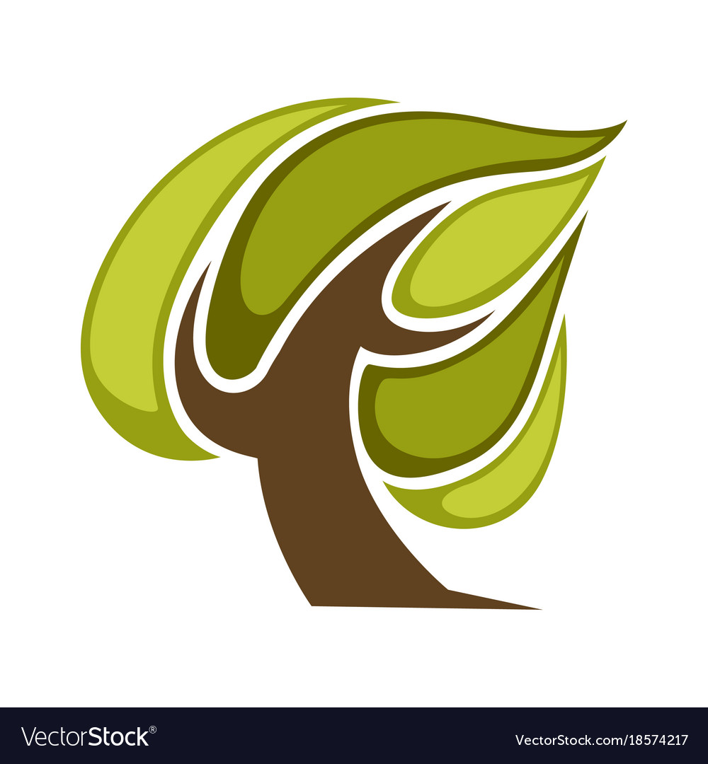 Green tree and leaf icon or logo template Vector Image