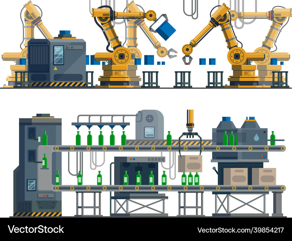 Industrial assembly line automated conveyor Vector Image