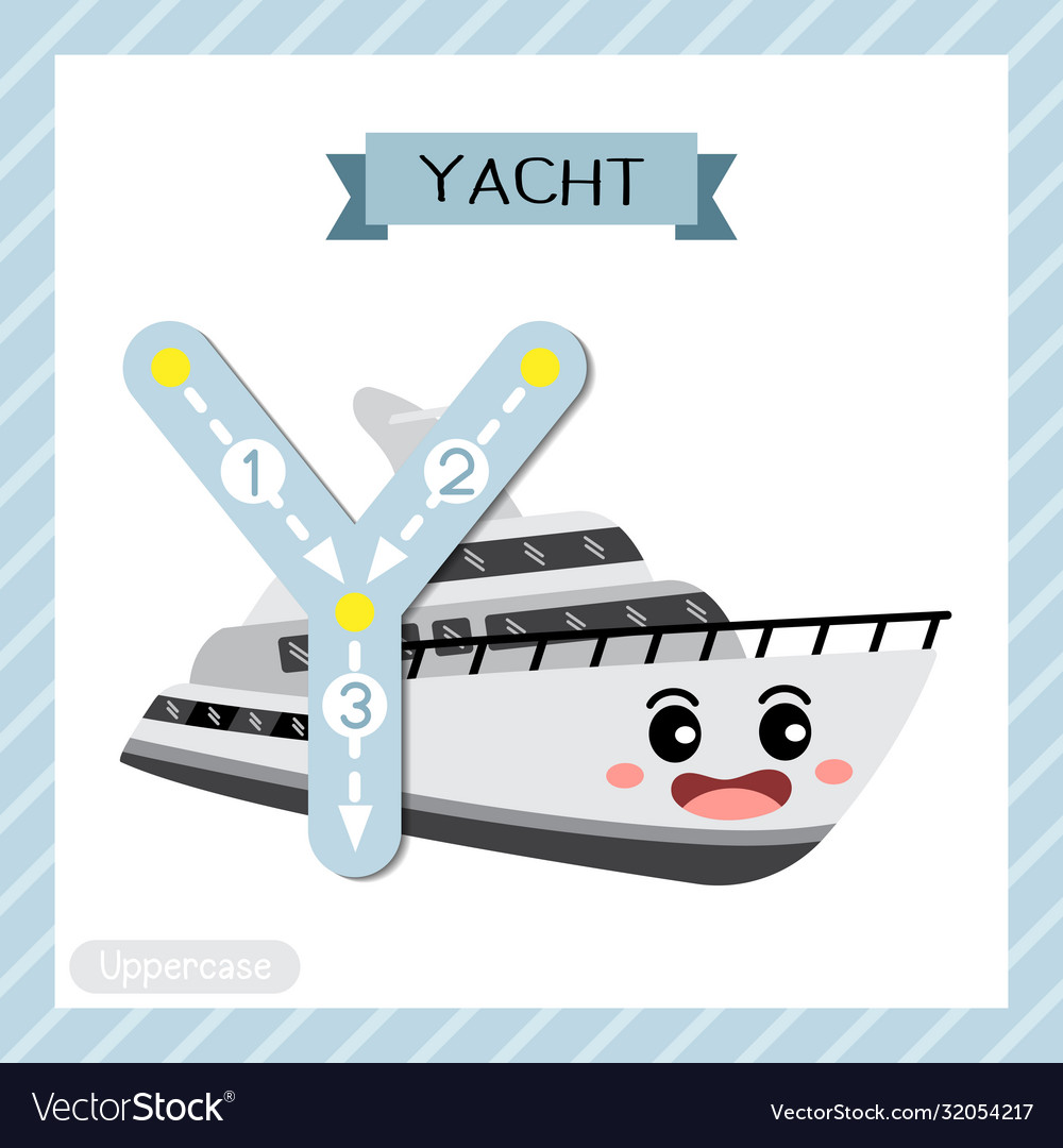 Letter y uppercase tracing yacht Royalty Free Vector Image