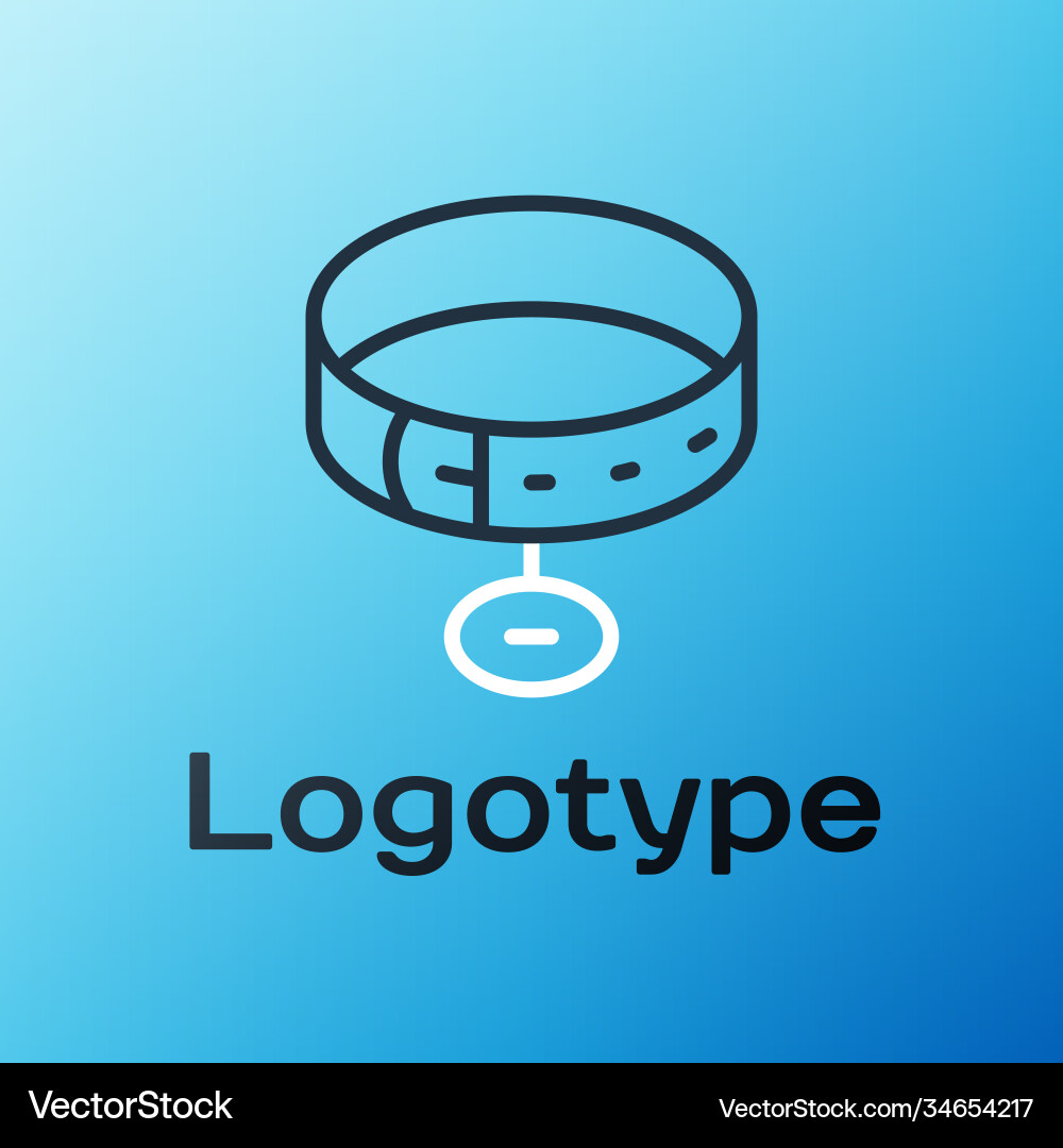 Line collar with name tag icon isolated on blue Vector Image