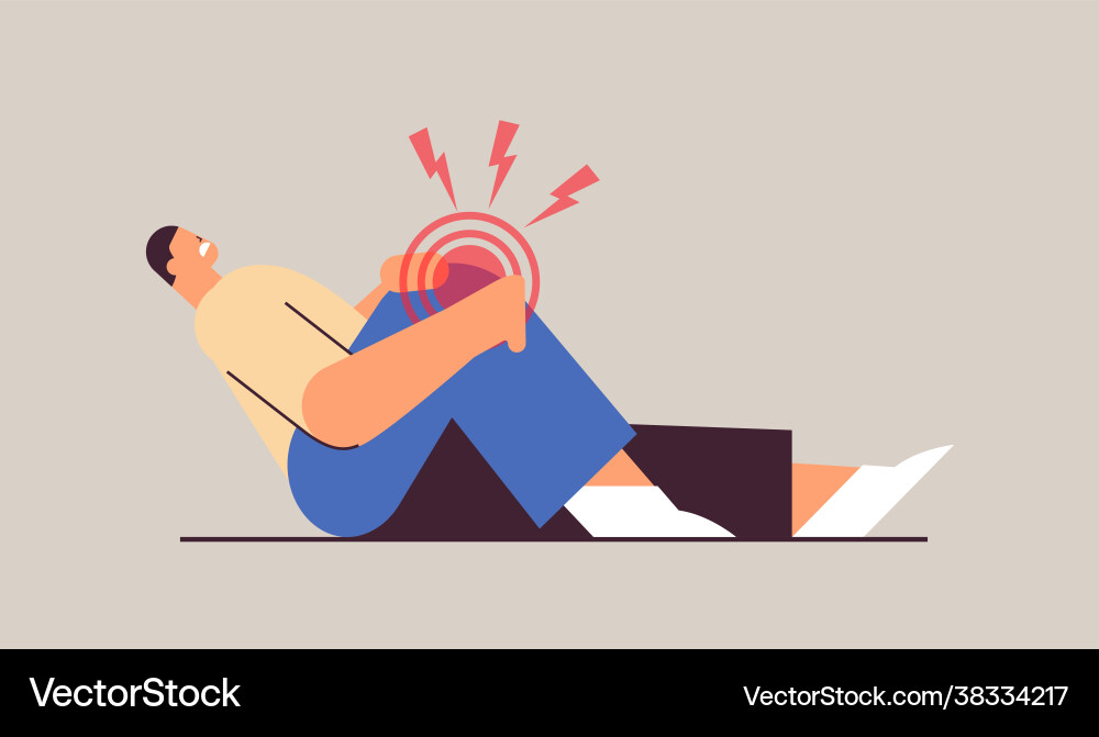 Man suffering from knee pain inflammation Vector Image