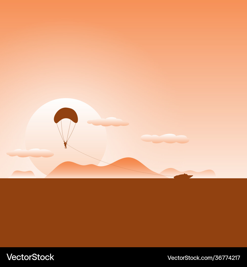 Parasailing or parachute behind a boat Royalty Free Vector