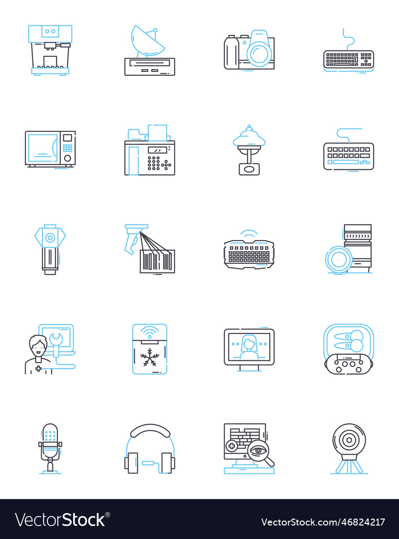 Technology improvements linear icons set Vector Image