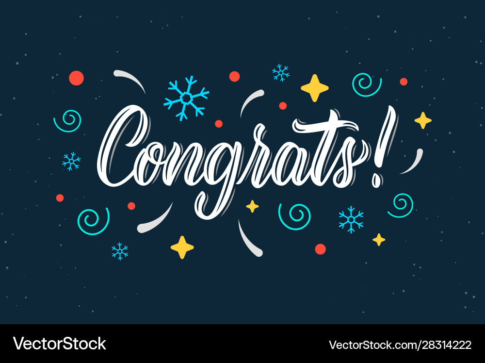 Congrats modern calligraphy word in white ink Vector Image