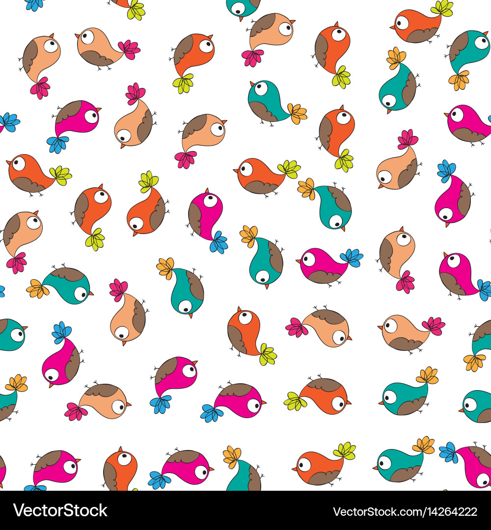 Doodle birds seamless pattern Royalty Free Vector Image