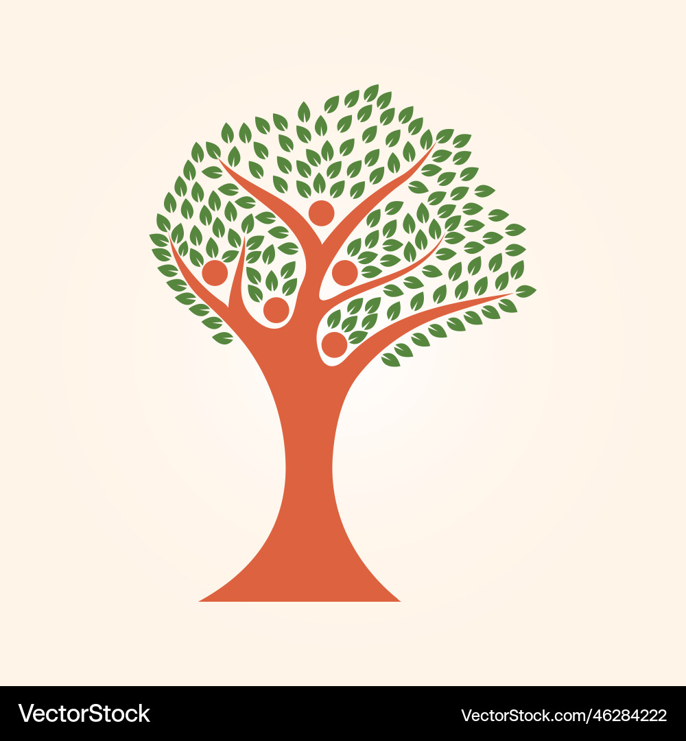 Family tree logo abstract tree icon green Vector Image