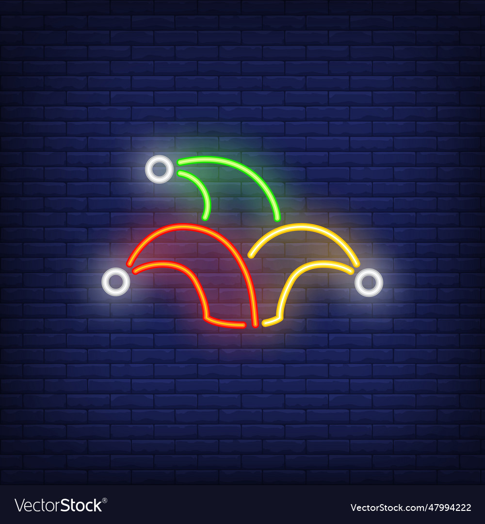 Jester Hat Neon Sign Royalty Free Vector Image