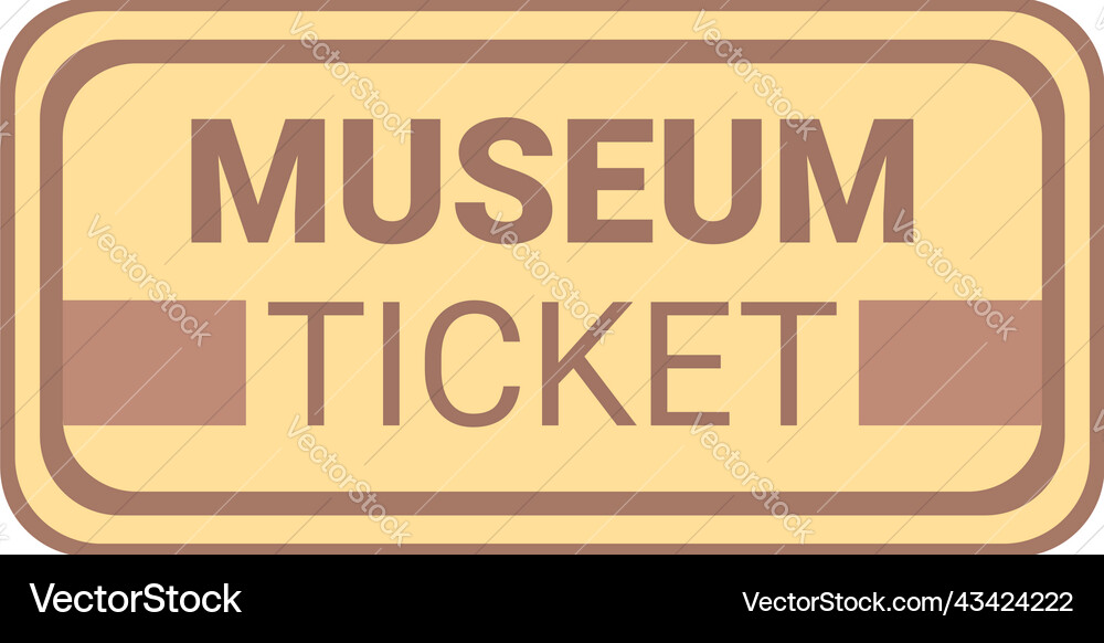 Label ticket icon cartoon museum pass Royalty Free Vector