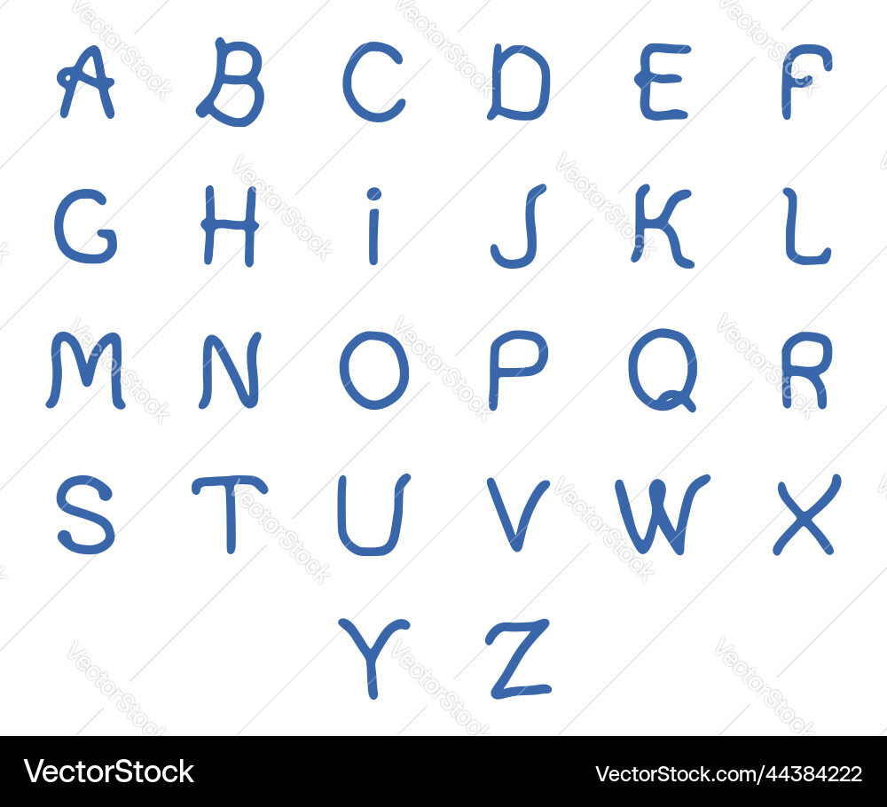 Letters in doodle style hand drawn alphabet Vector Image