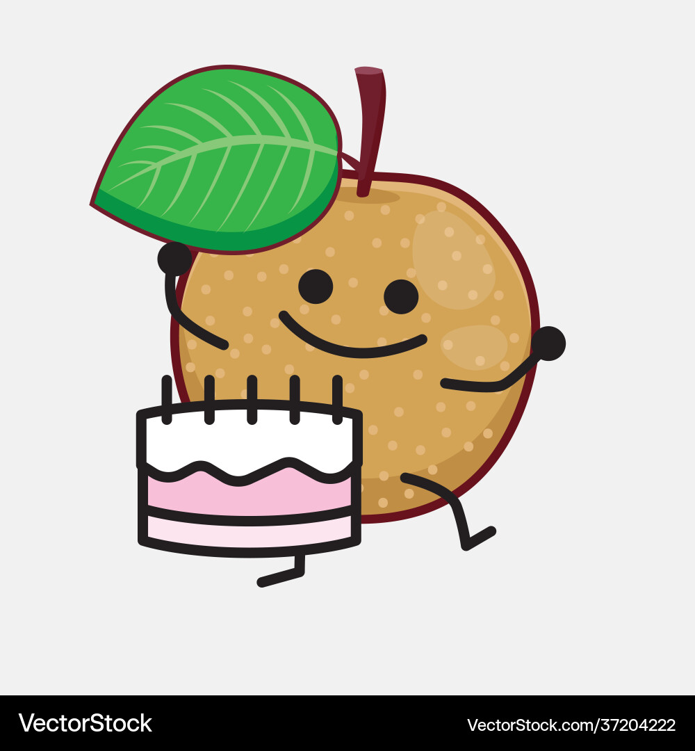 Nashie pear fruit cute character with simple face Vector Image